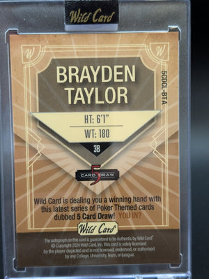 2024 Wild Card 5 Card Draw - Brayden Taylor - Auto /5 5CDCL-BTA